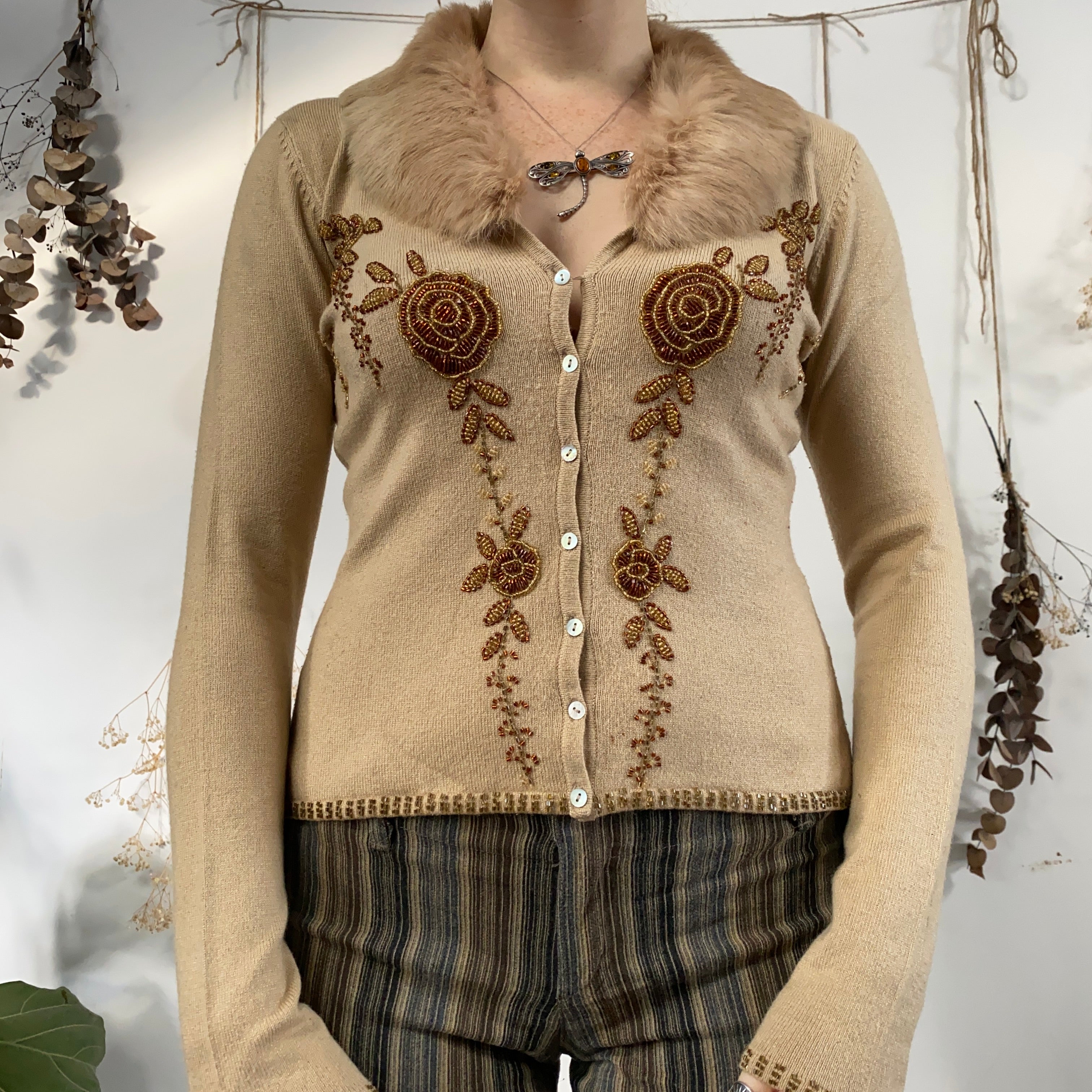 Beaded cardigan top - size S/M – Of Earth Vintage