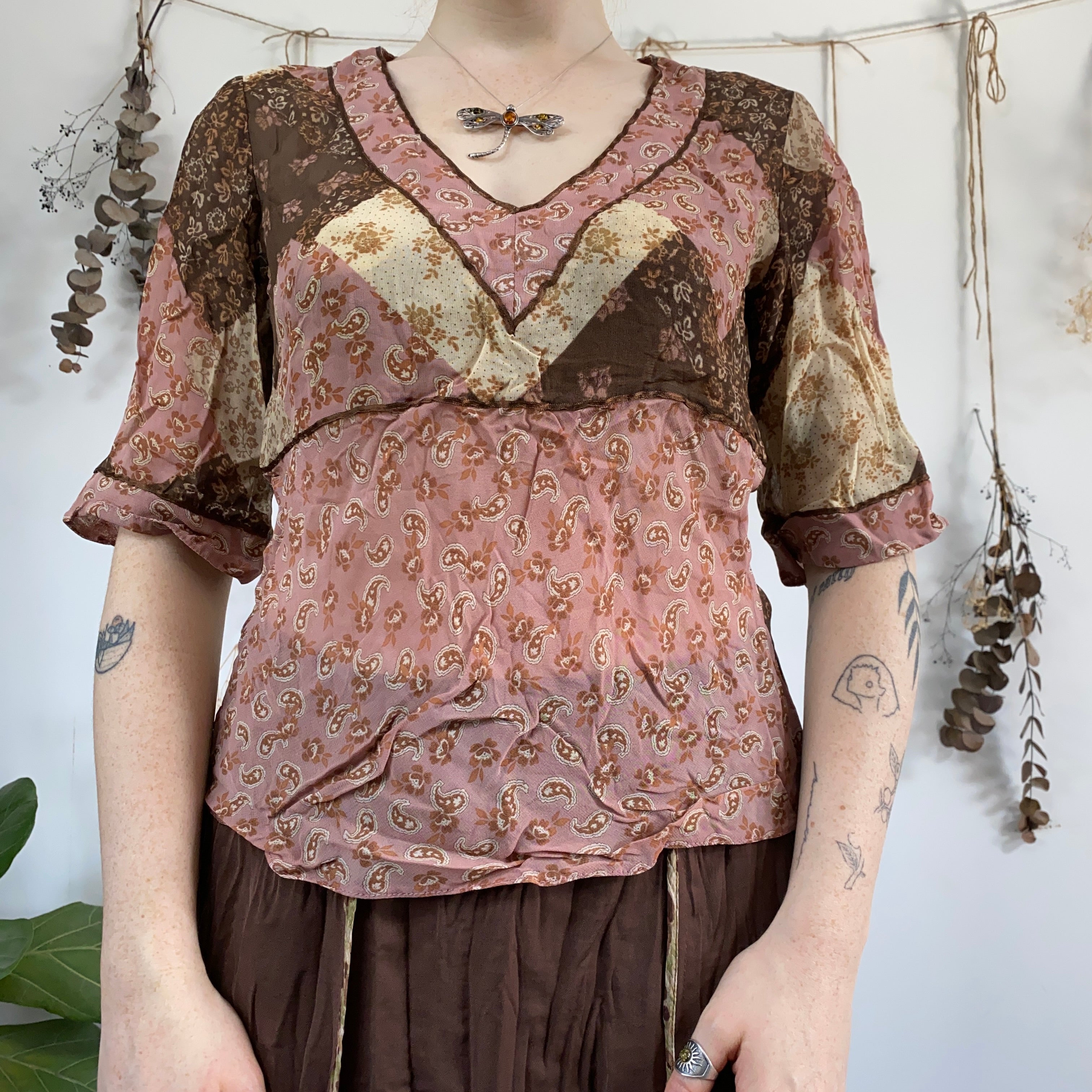 Pink earthy blouse - size M – Of Earth Vintage